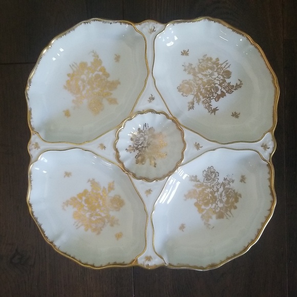 Limoges | Dining | Vintage Limoge Appetizer Oyster Snack Dish With Gold ...